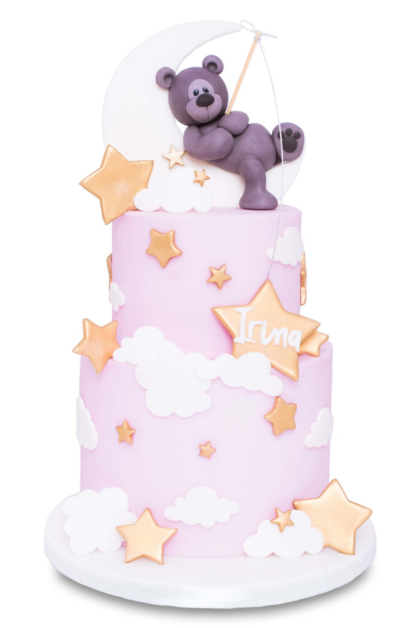 Tort de Botez cu Fetiță Ursuleț - Tort Design